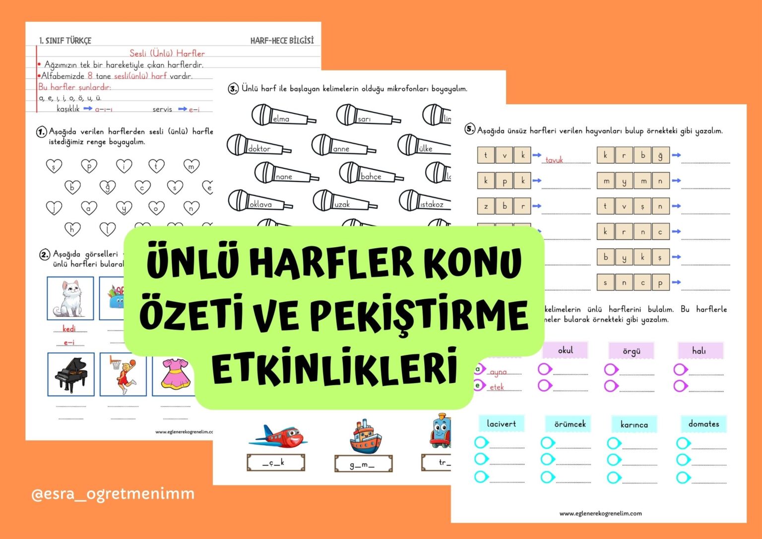 Ünlü Ünsüz Harfler Konu Özeti ve Pekiştirme Etkinlikleri