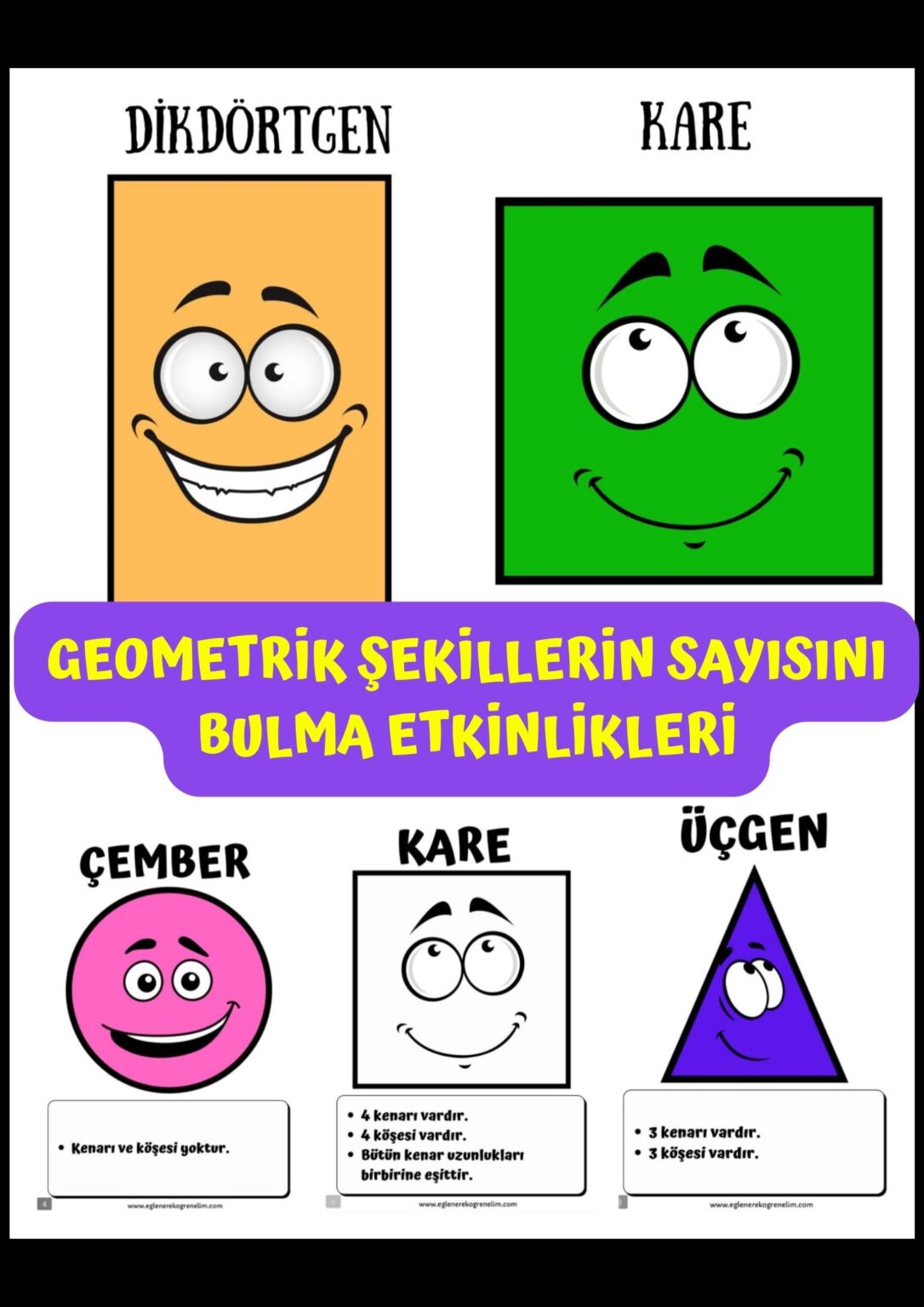 Geometrik Şekiller Pano | Eğlenerek Öğrenelim | Esra Sarıahmet