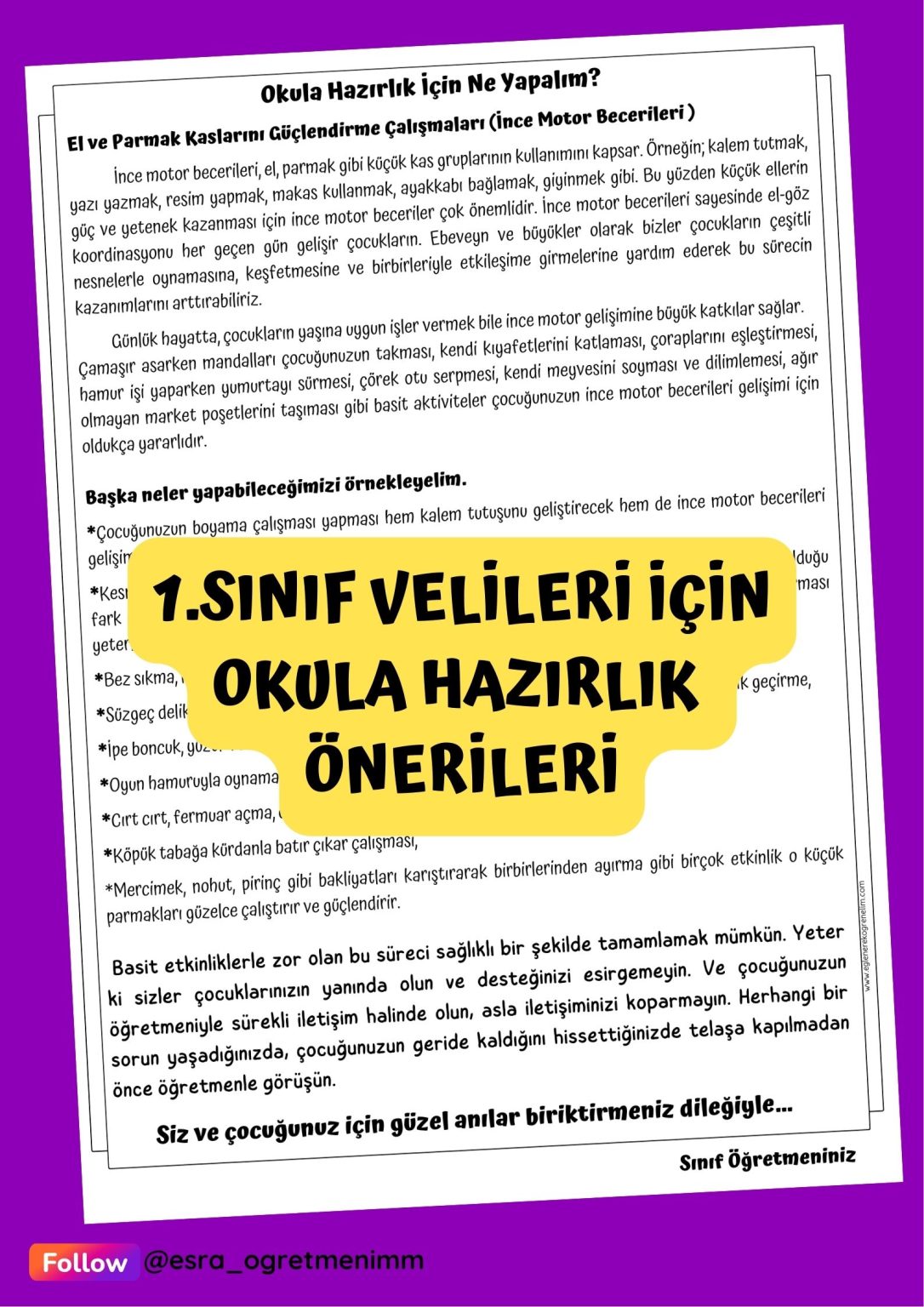Veli Bilgilendirme Yazısı Okula Hazırlık Önerileri