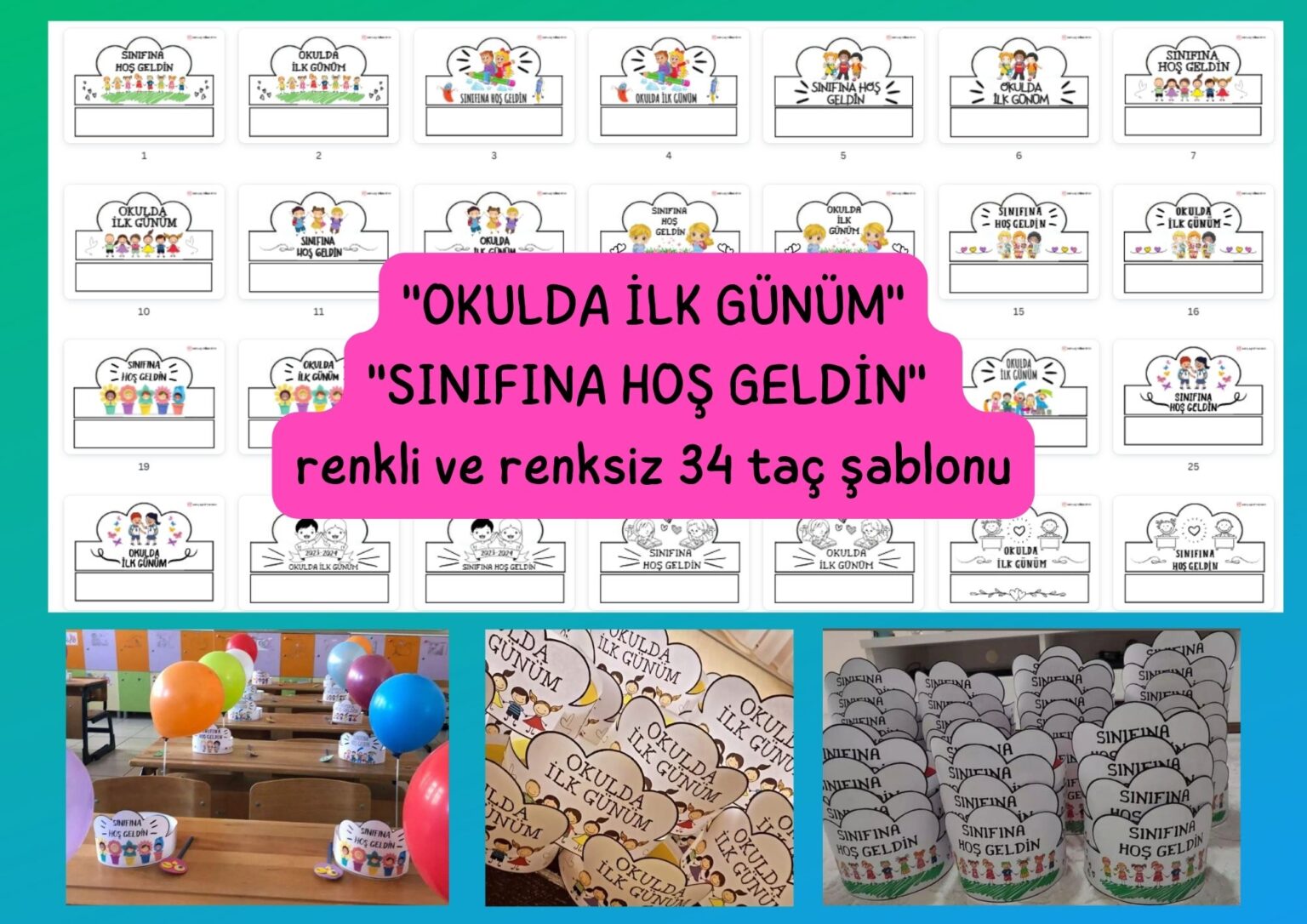 Okulda İlk Günüm Taçları%