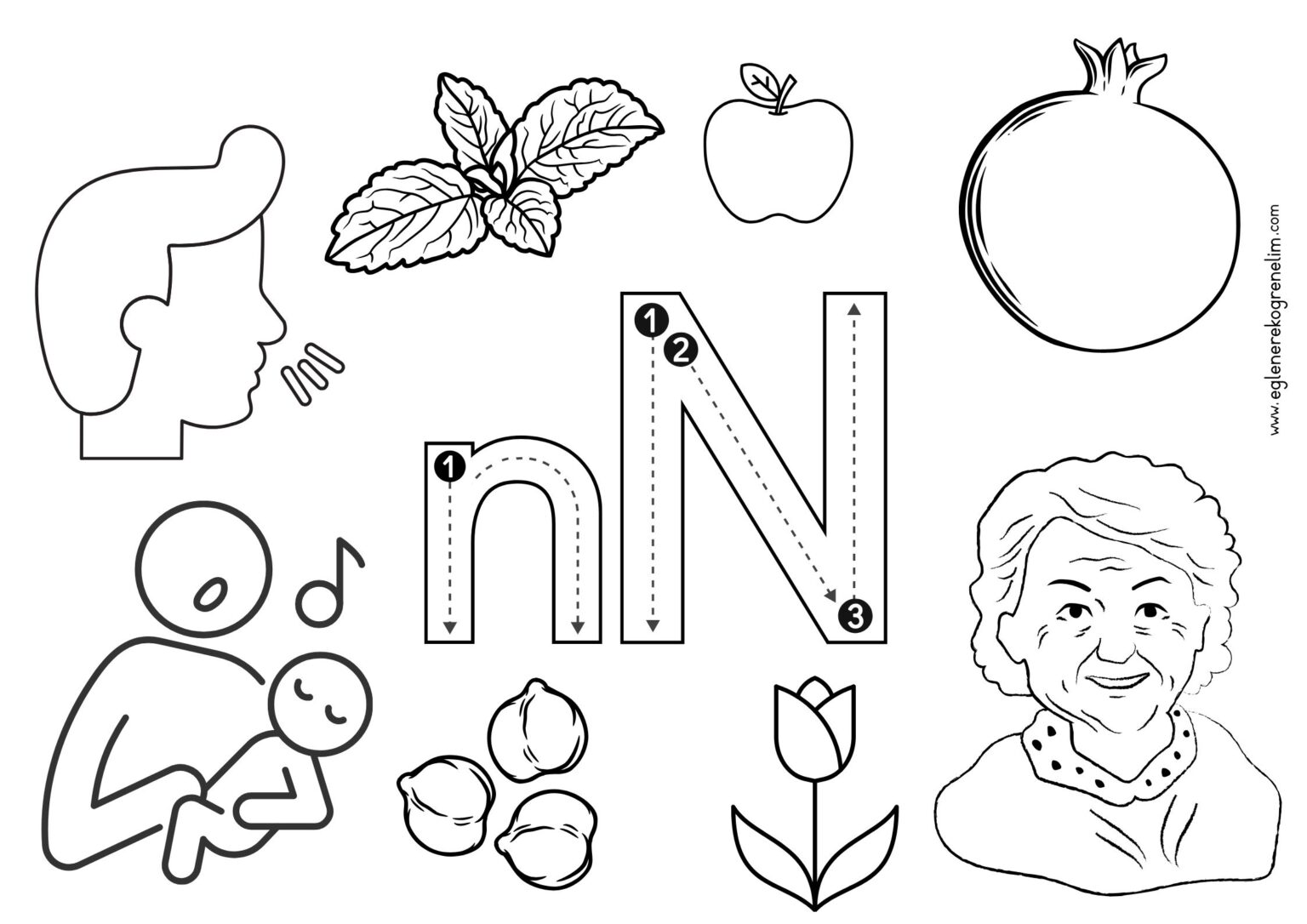 N Sesi Görselleri Boyama