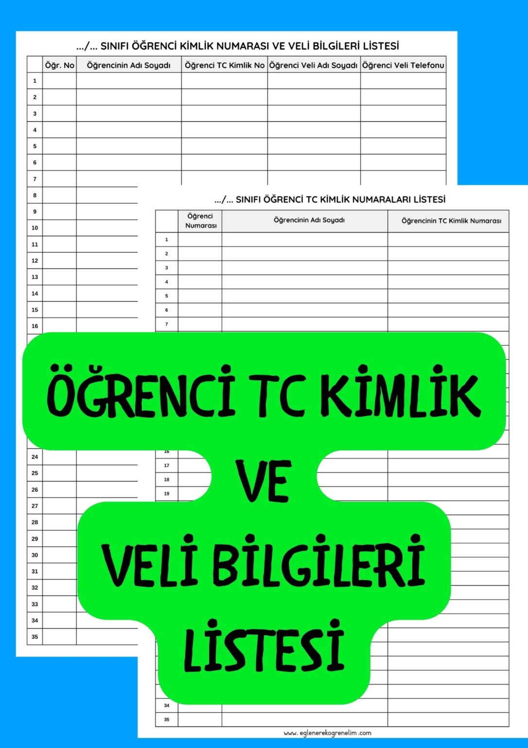 Öğrenci TC Kimlik ve Veli Bilgileri Listesi | Eğlenerek Öğrenelim ...