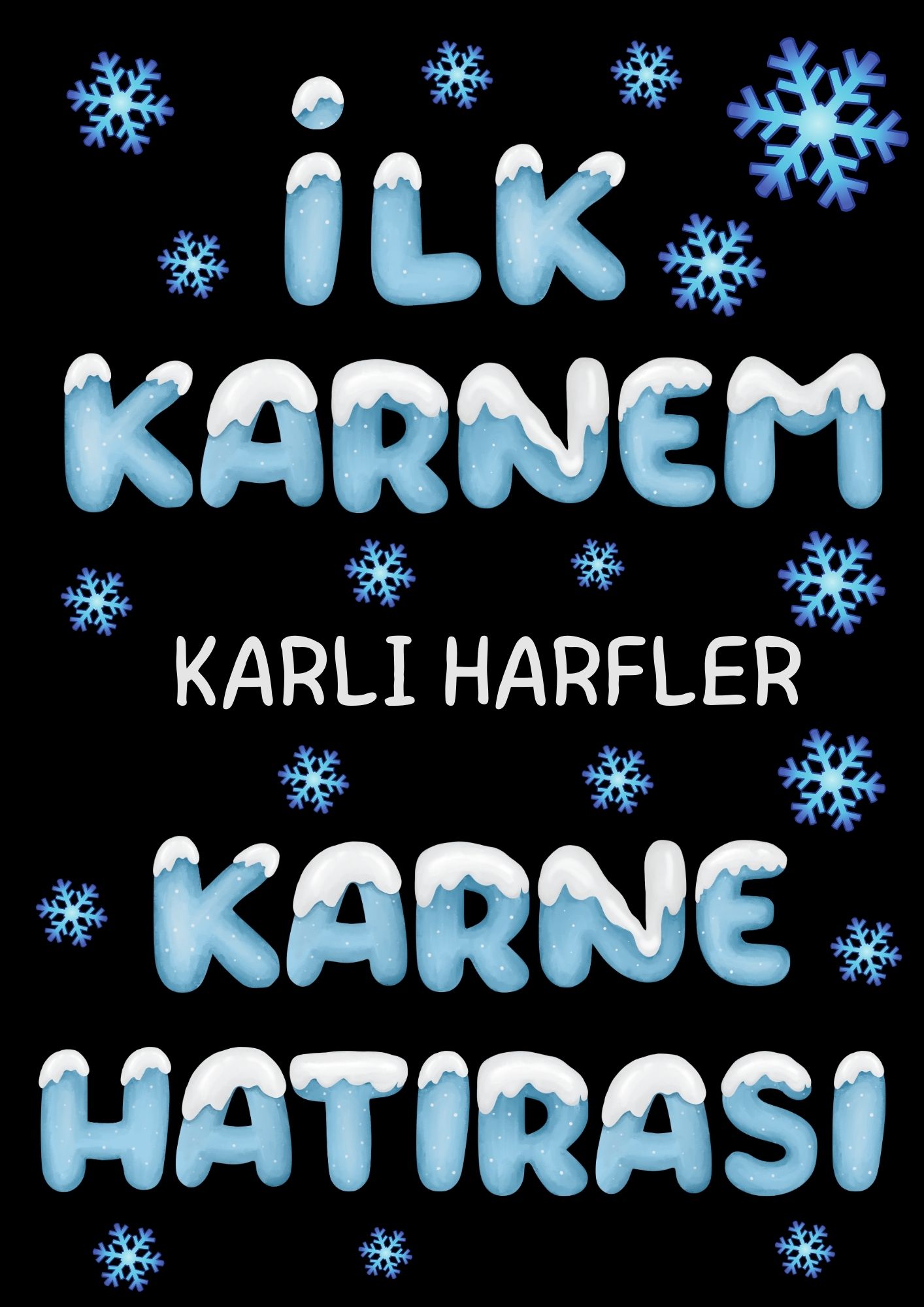Karne Panosu Harf Şablonları Karlı | Eğlenerek Öğrenelim
