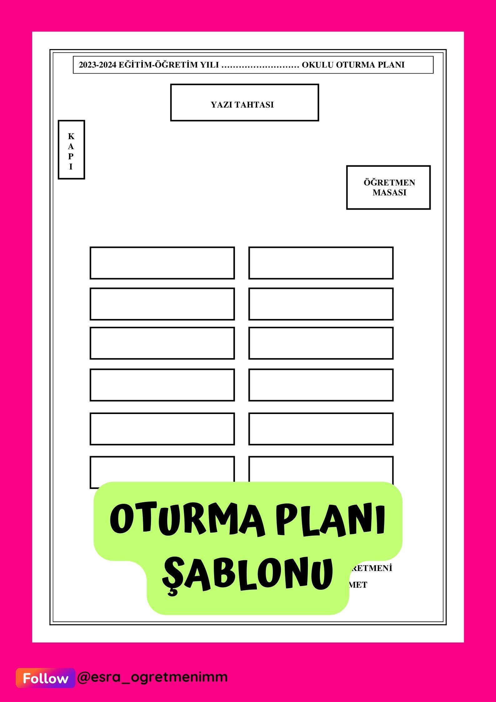 Oturma Planı Şablonu