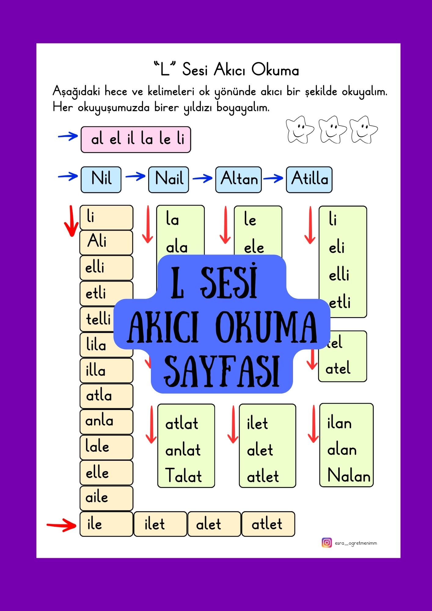 L Sesi Akıcı Okuma Sayfası