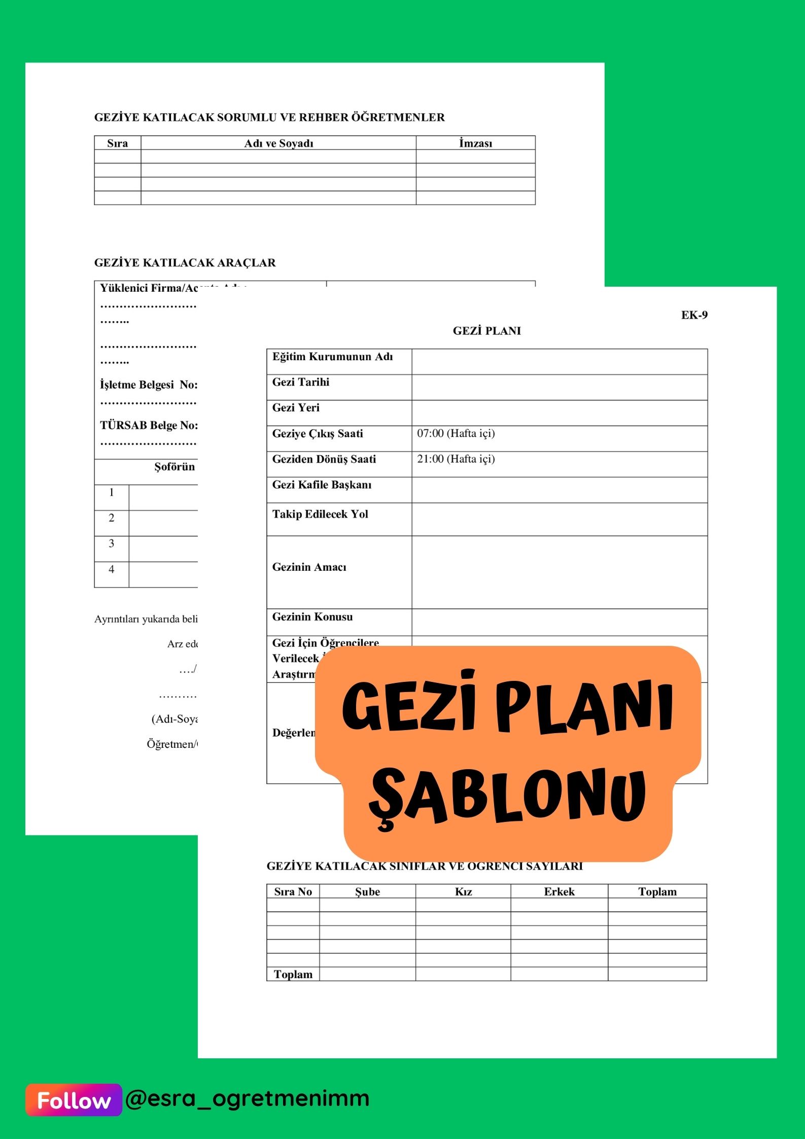 Gezi Planı Şablonu
