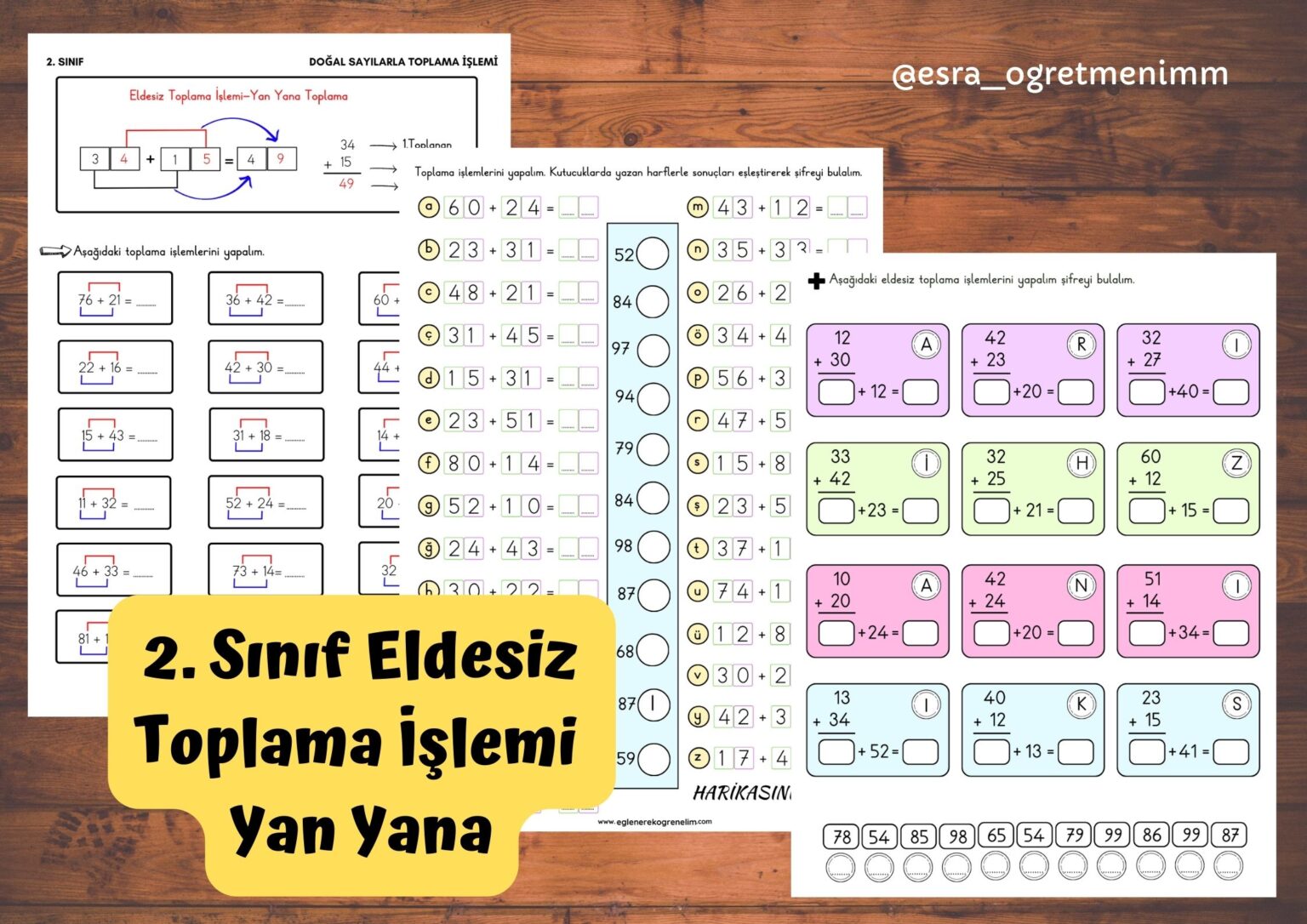 2. Sınıf Eldesiz Toplama İşlemi Yan Yana