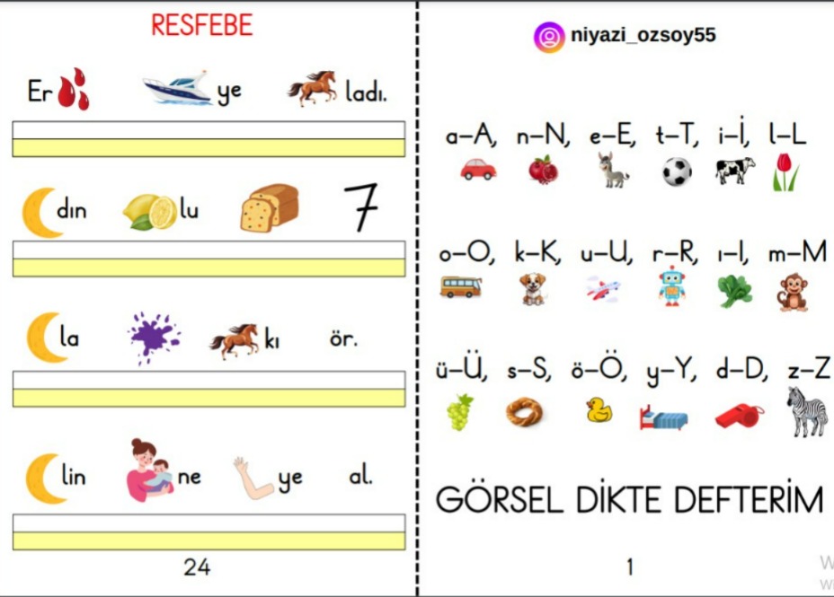 Görsel Dikte Defterim İlk 3 Grup Resfebeli