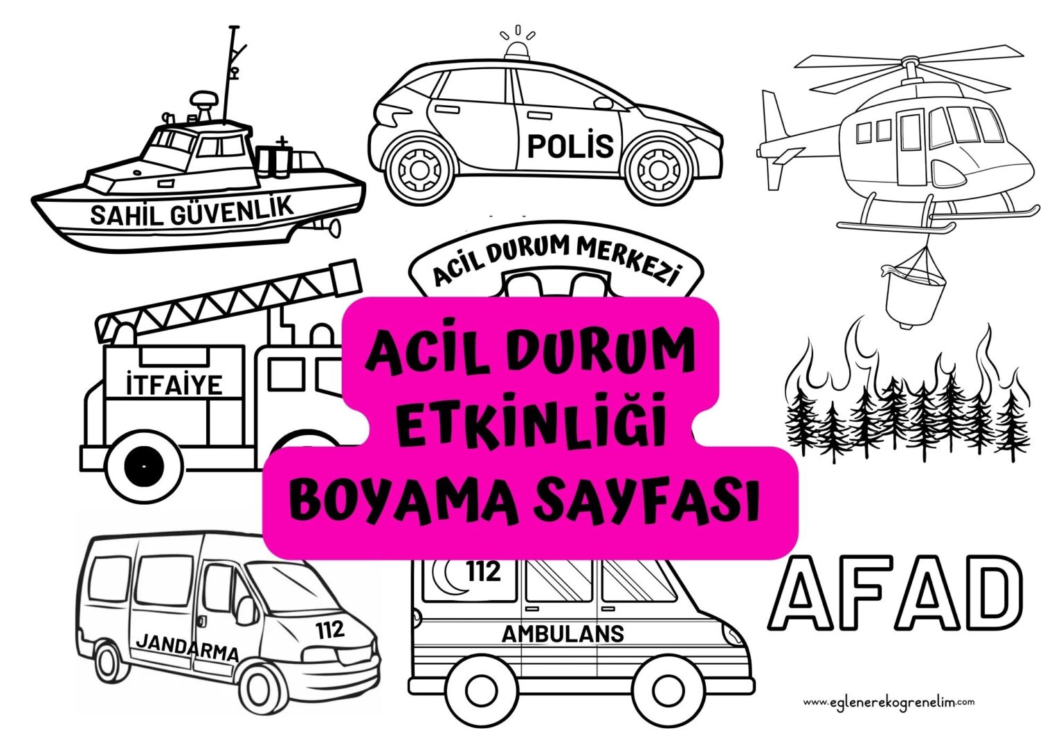 Acil Durum Etkinliği Boyama Sayfası