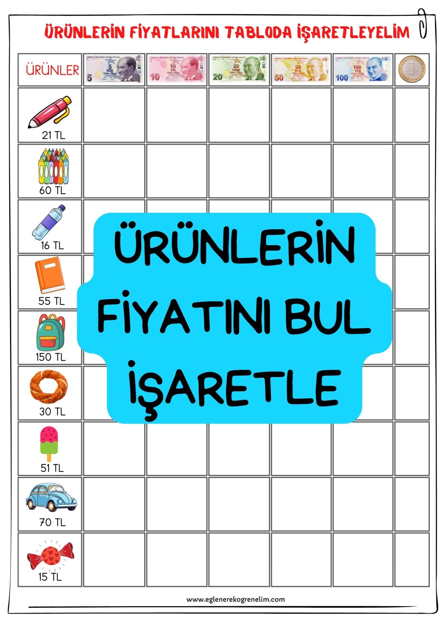 Paralar Etkinliği Ürünlerin Fiyatını İşaretle