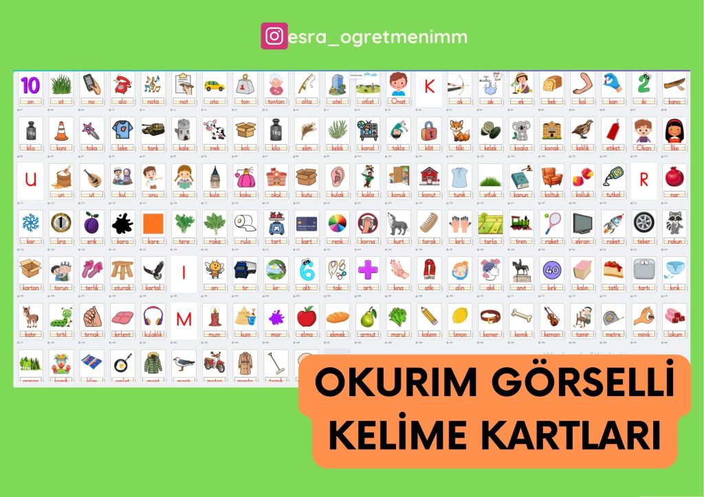 Okurım Ses Grubu Görselli Kelime Kartları
